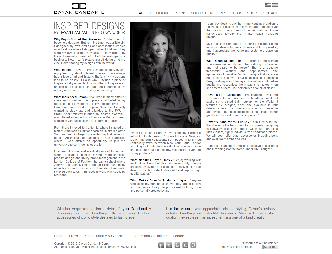 Dayan Candamil Designs, Website & Catalog by Susan Greene, Copywriter