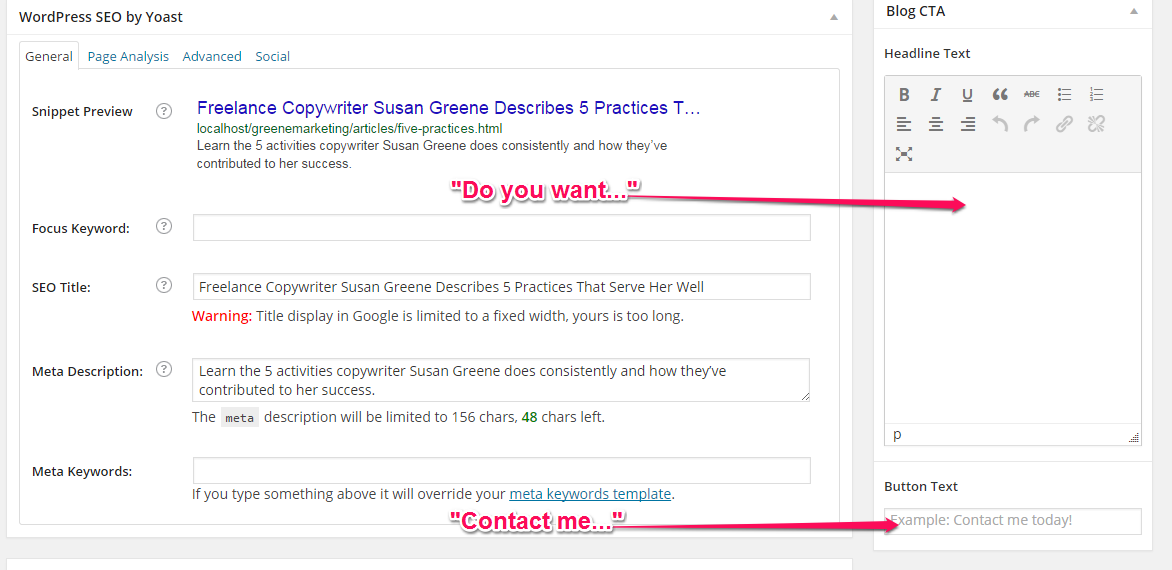 How to Change CTA - Susan Greene Copywriter